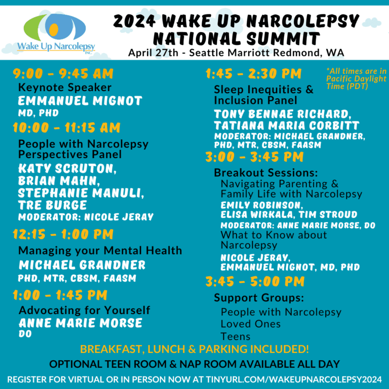 WUN 2024 National Summit Schedule Released - Wake Up Narcolepsy