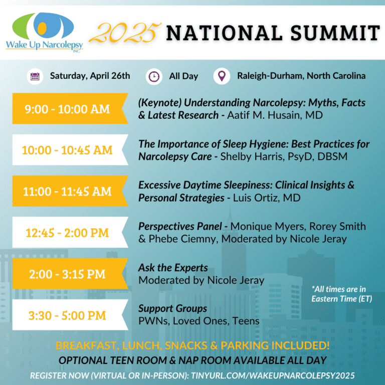 WUN 2025 National Summit Schedule Released - Wake Up Narcolepsy